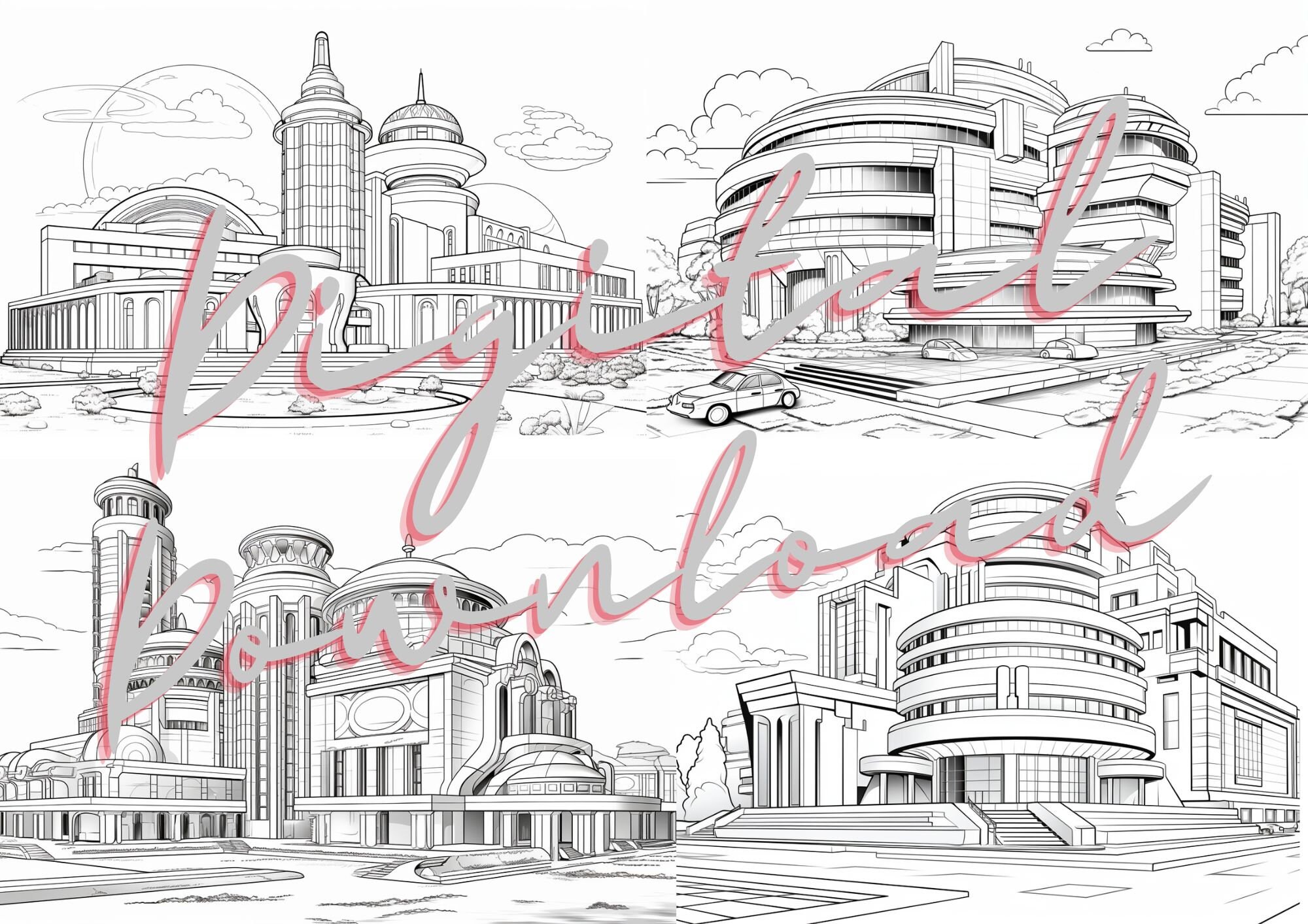 24 Simple Coloring Pages for Adults and Kids Printable Nature Boho ...