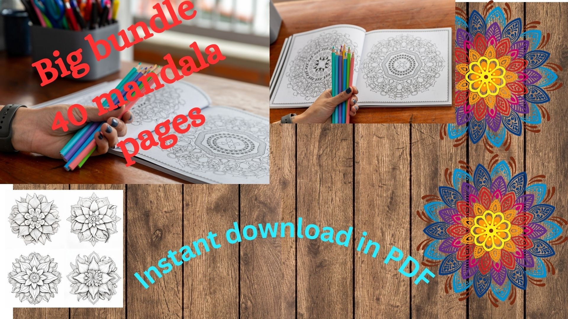 40 Mandalas Coloring Book, PDF, Printable Coloring Pages, Simple ...