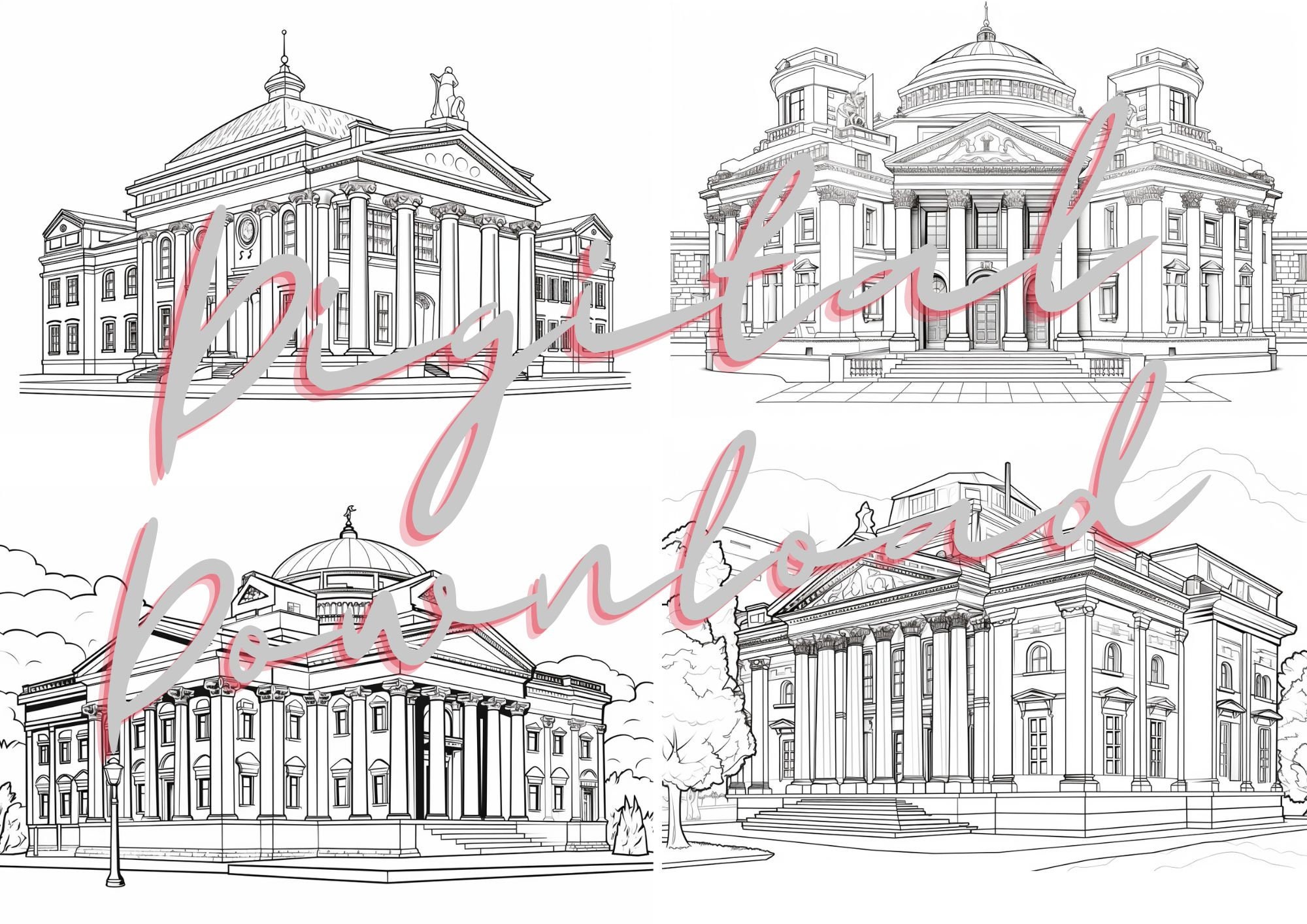 24 Simple Coloring Pages for Adults and Kids Printable Nature Boho ...