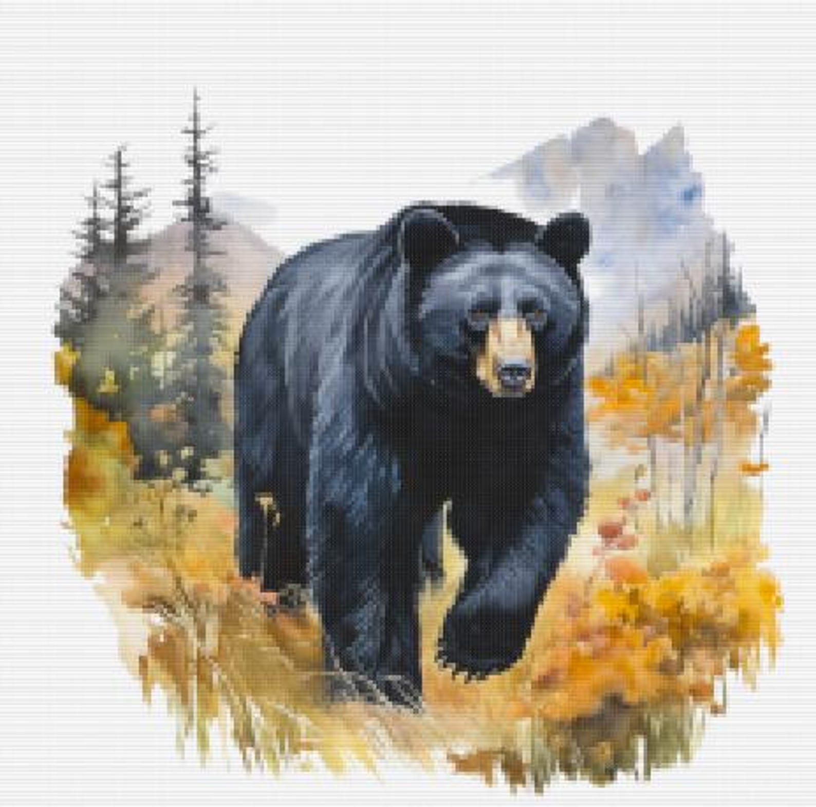 Bear in Mountains Cross Stitch Pattern - Etsy