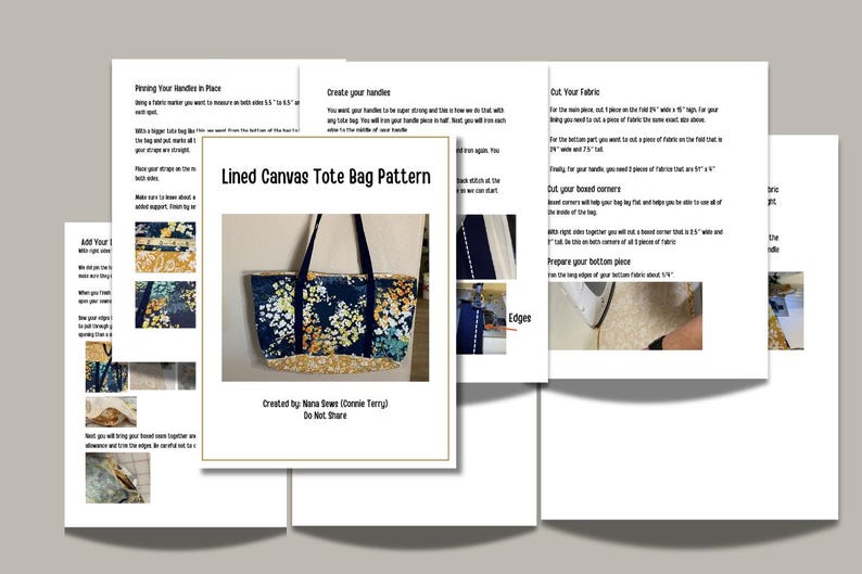 Canvas Tote Bag Pattern Sewing Tutorial - Etsy