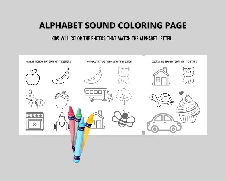 Alphabet Sounds Coloring Pages - Etsy