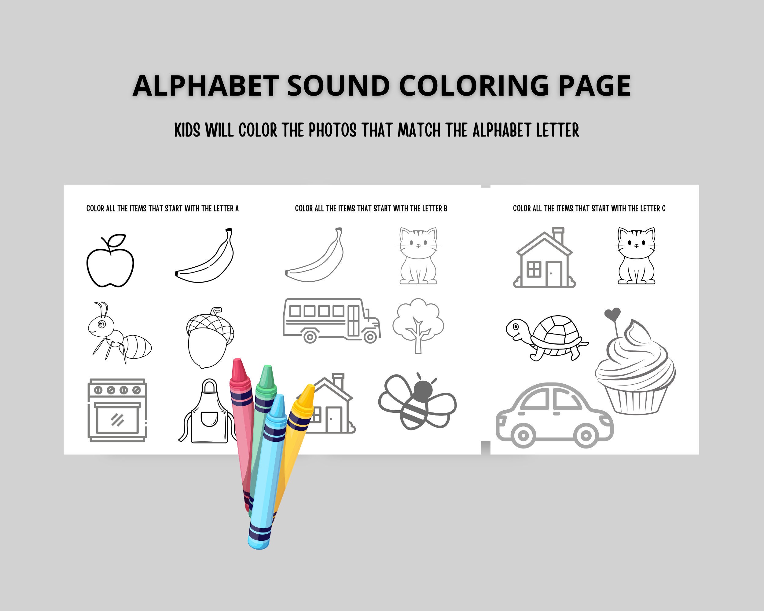 Alphabet Sounds Coloring Pages - Etsy
