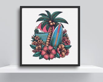 Palm Tree Silhouette Cross Stitch Pattern in Pdf - Etsy