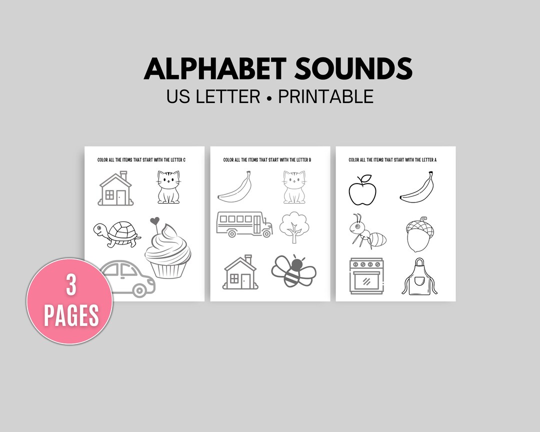 Alphabet Sounds Coloring Pages - Etsy