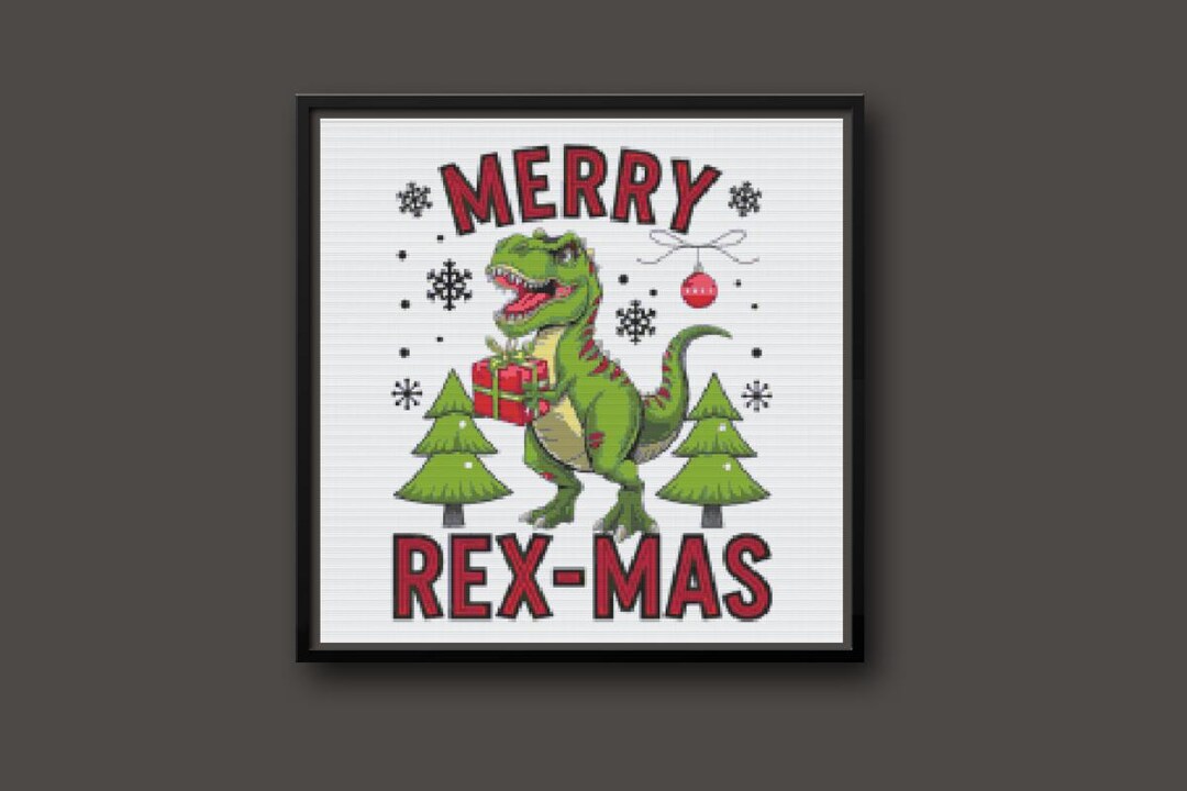 Merry Rex Mas Cross Stitch Pattern - Etsy