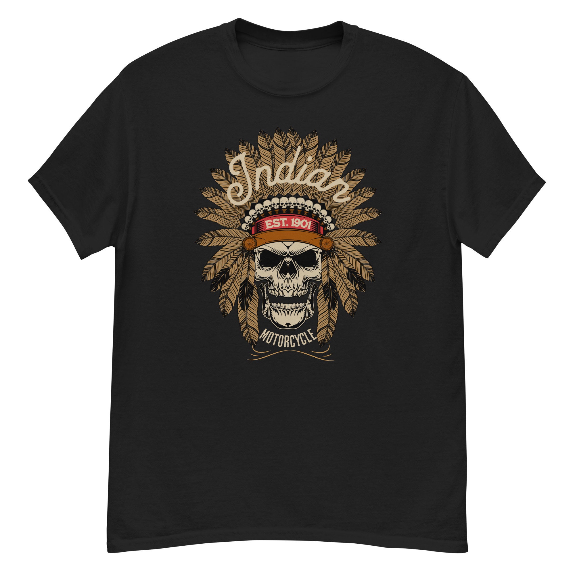 Indian Motorcycle Skull With Head Dress T-shirt - Etsy