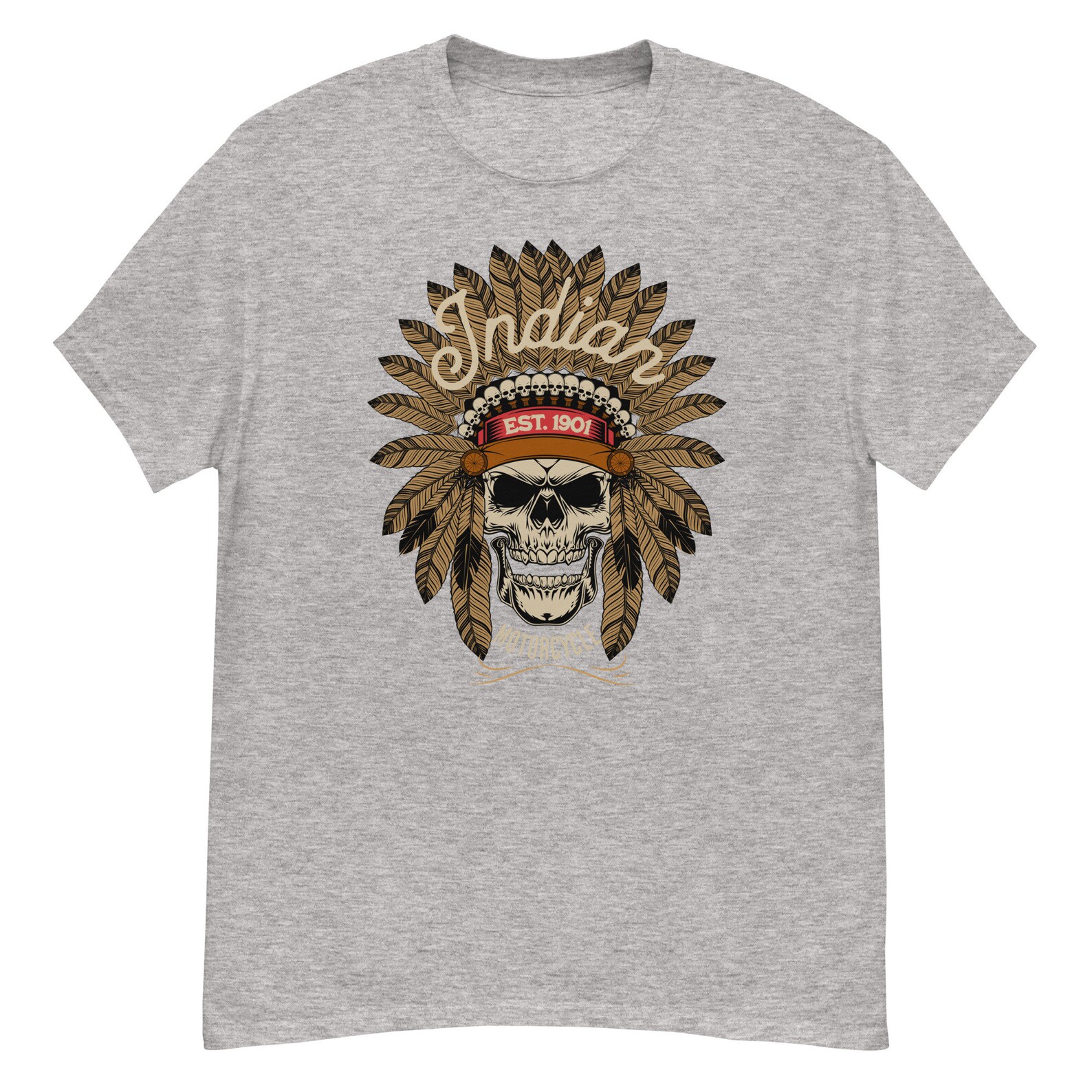 Indian Motorcycle Skull With Head Dress T-shirt - Etsy