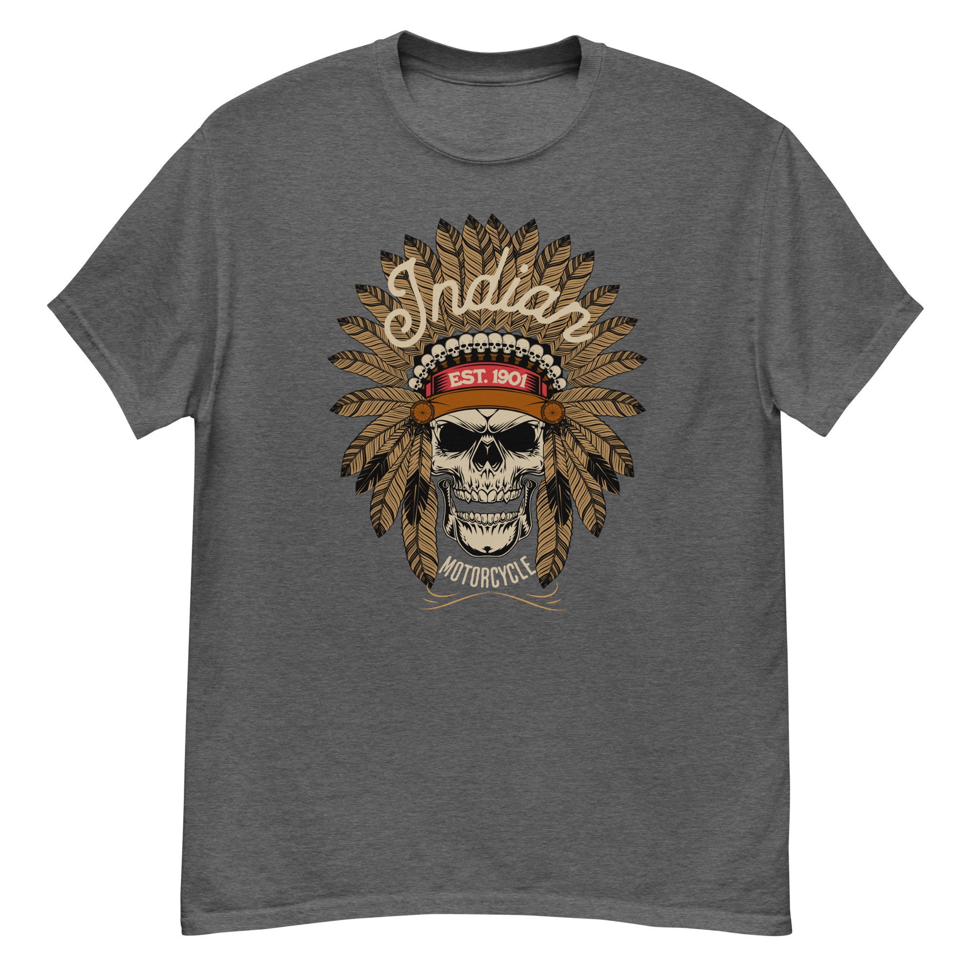 Indian Motorcycle Skull With Head Dress T-shirt - Etsy