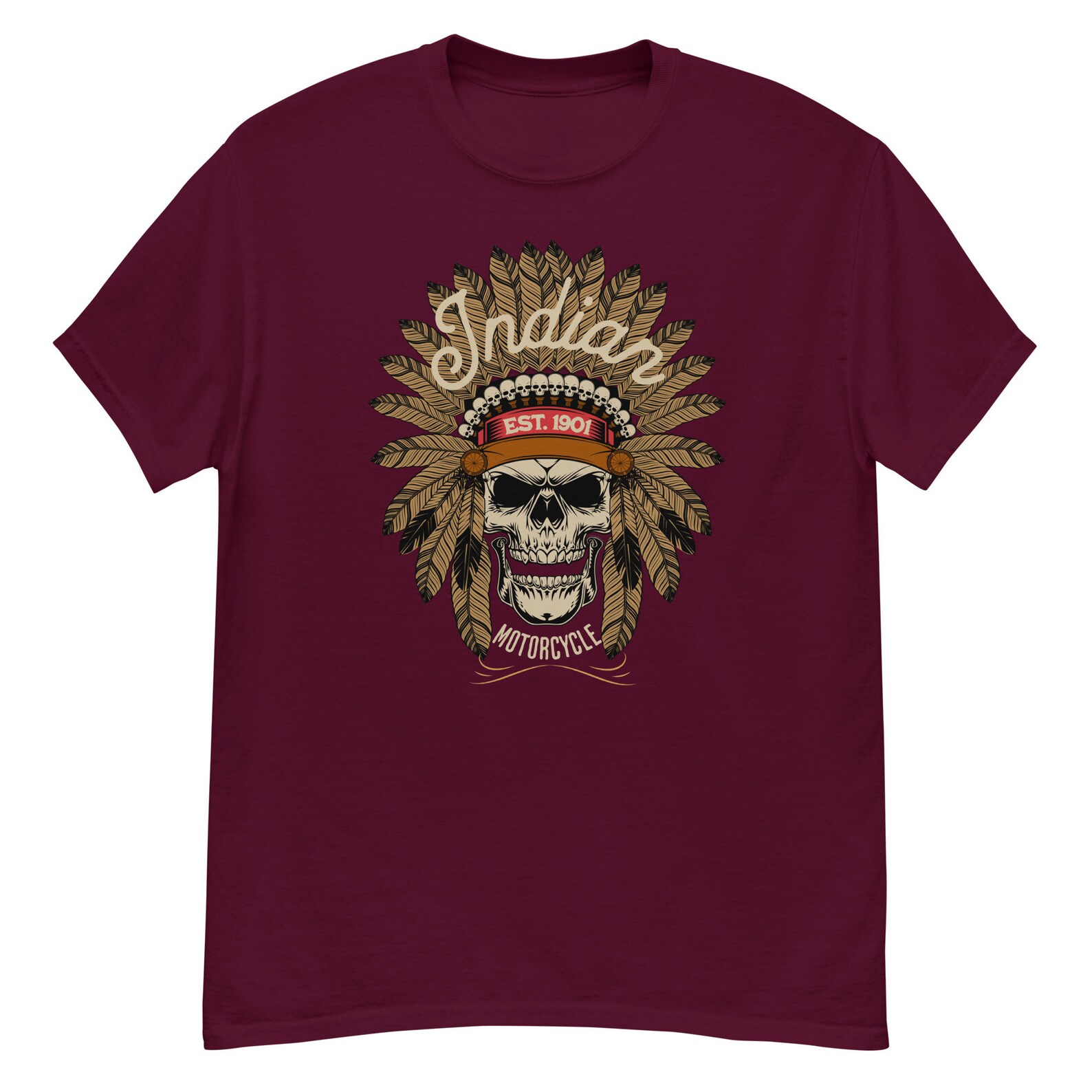 Indian Motorcycle Skull With Head Dress T-shirt - Etsy