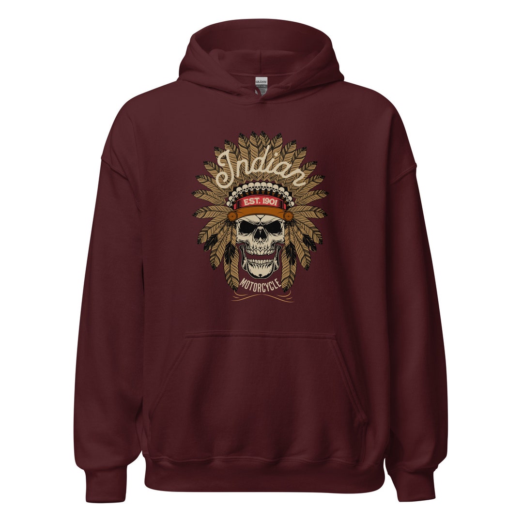 Indian Motorcycle Skull With Head Dress Hoodie - Etsy