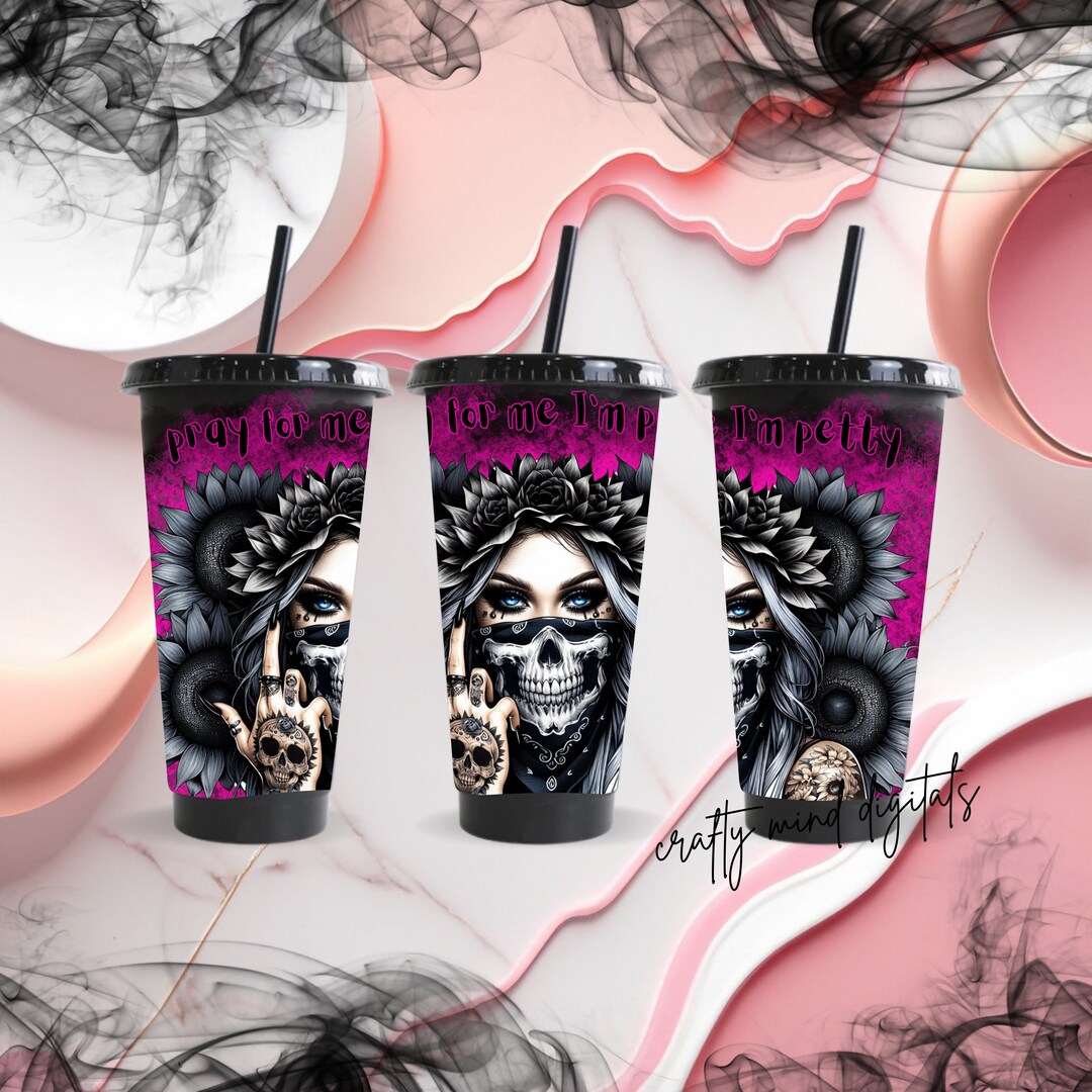 Uvdtf Cold Cup Wrap Designs, Plastic Cup Designs , Pug, Aqua Sunflowers ...