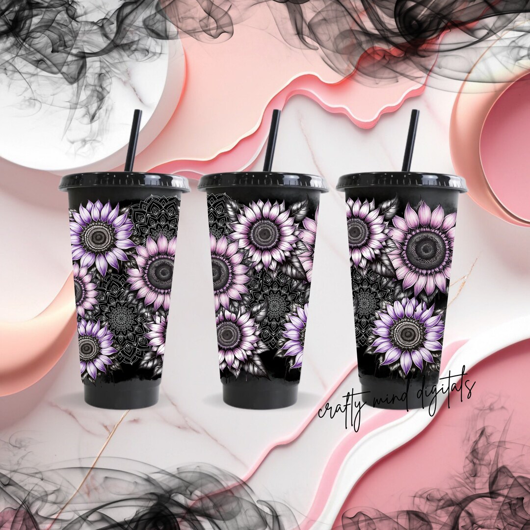 Uvdtf Cold Cup Wrap Designs, Plastic Cup Designs , Purple Sunflowers ...