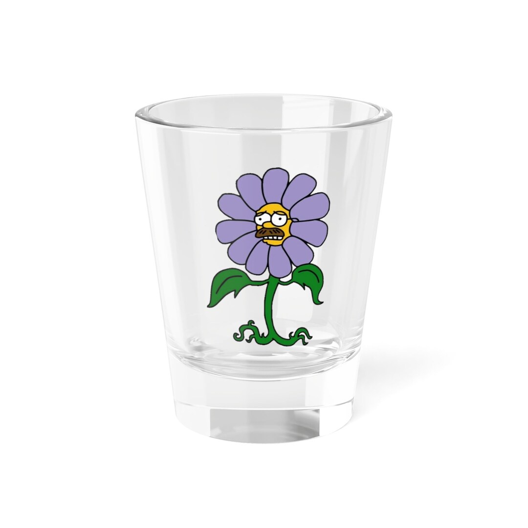 Ned Flanders Flower, the Simpsons Shot Glass, 1.5oz Funny Shotglass ...
