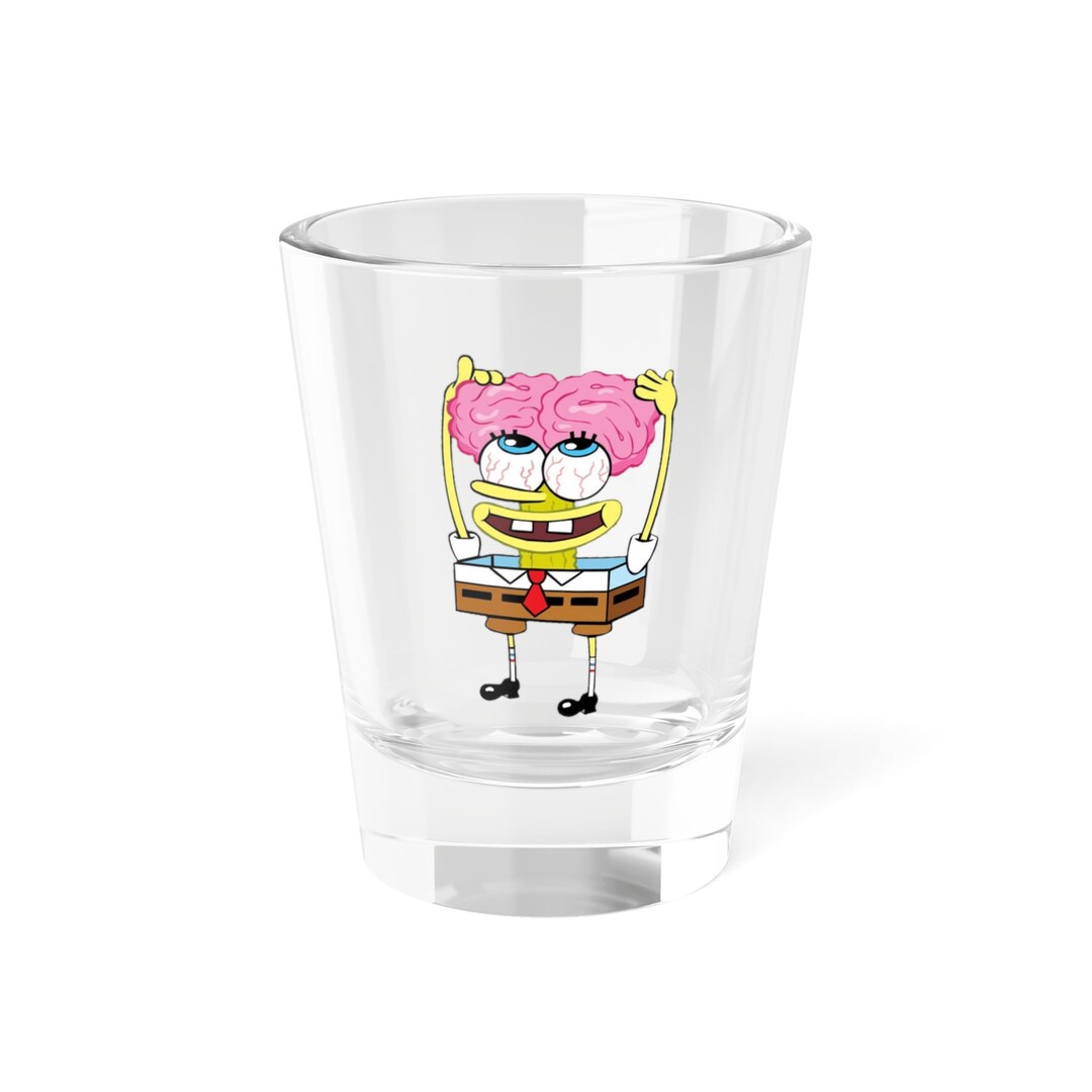 Spongebob Brains Funny Shot Glass, 1.5oz Spongebob Shotglass Gift Idea ...