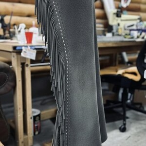 Custom Burgundy Suede Show Chaps – Tooled Leather Floral Yoke, Fringe ...
