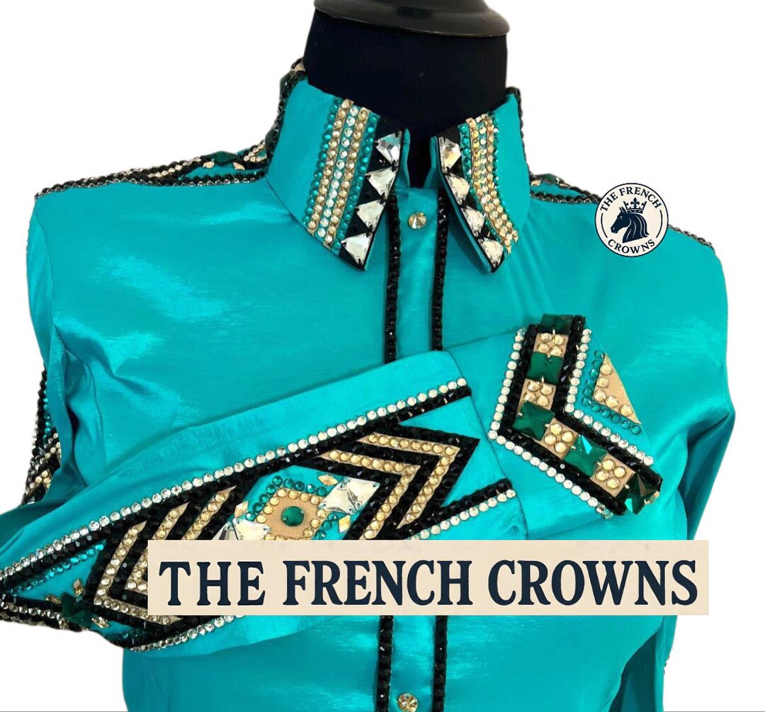 Turquoise Blue Western Show Shirt: Stretchy Horsemanship Showmanship ...