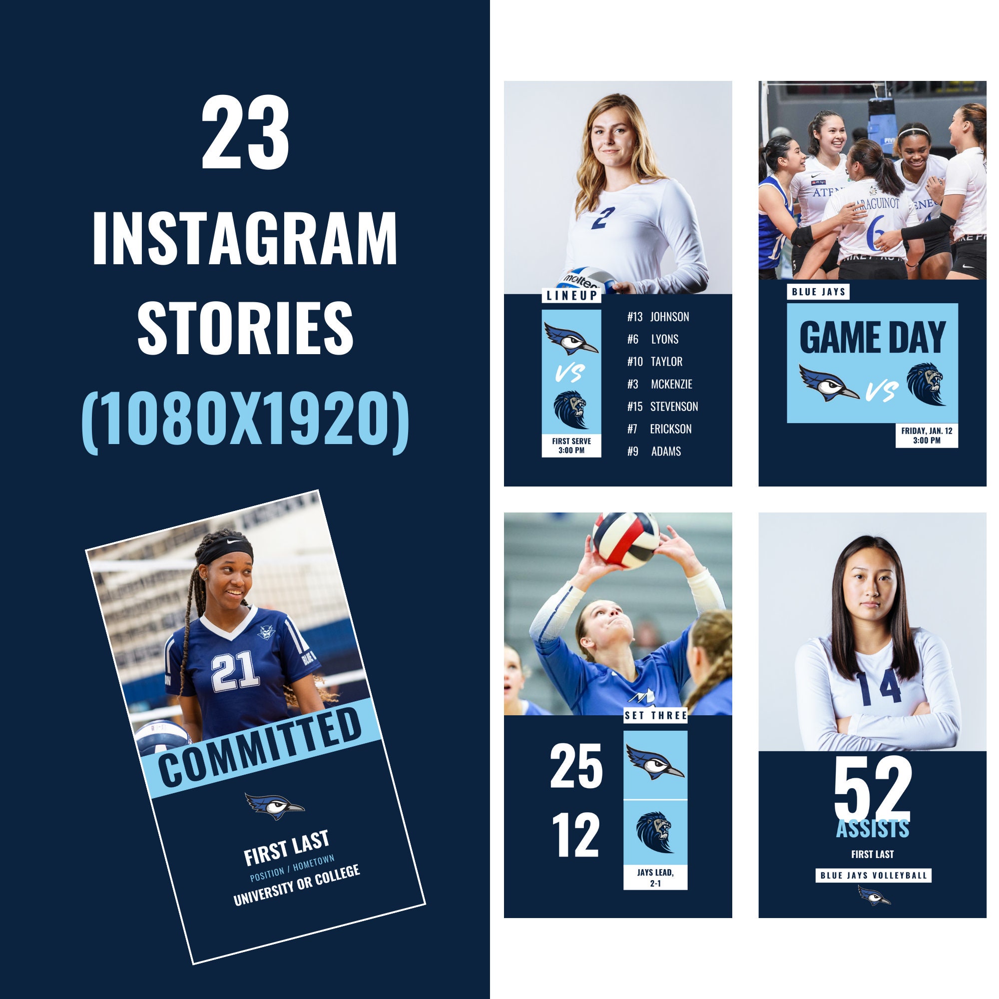 Volleyball Social Media Templates: 75 Editable Canva Graphics (digital ...