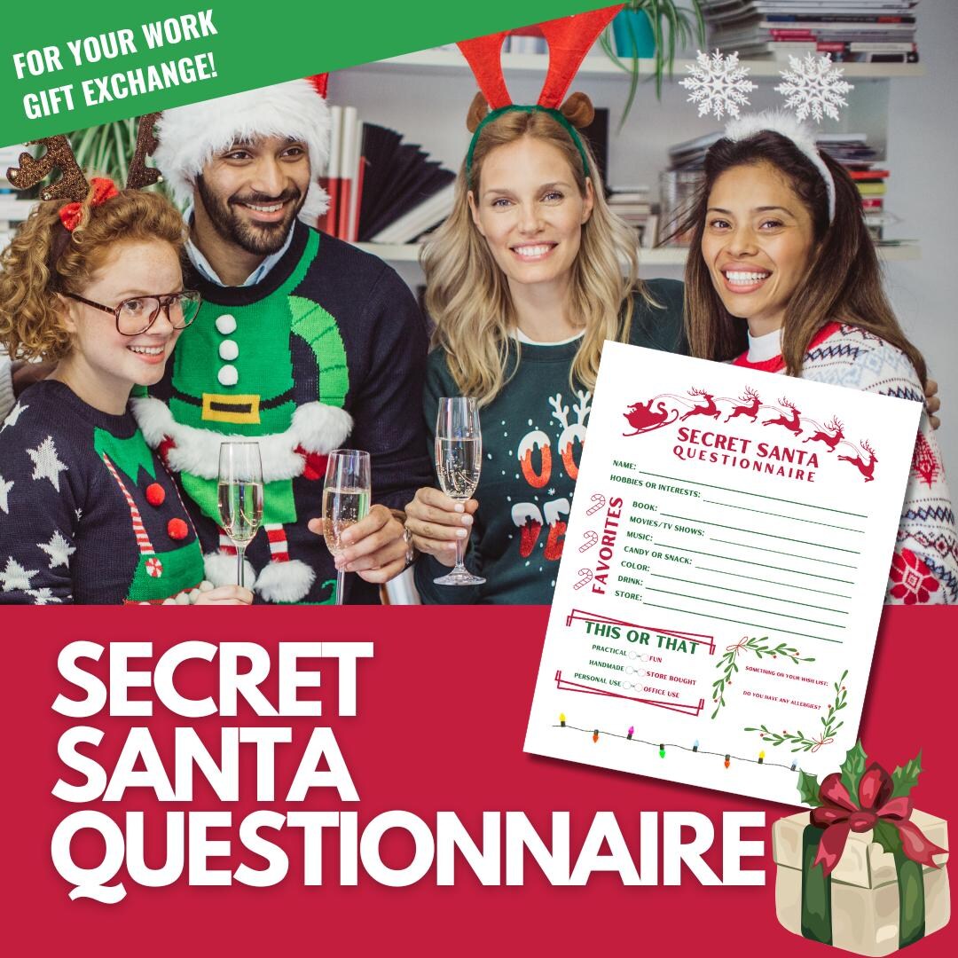 Buy Secret Santa Questionnaire for Christmas Office Parties and Gift ...