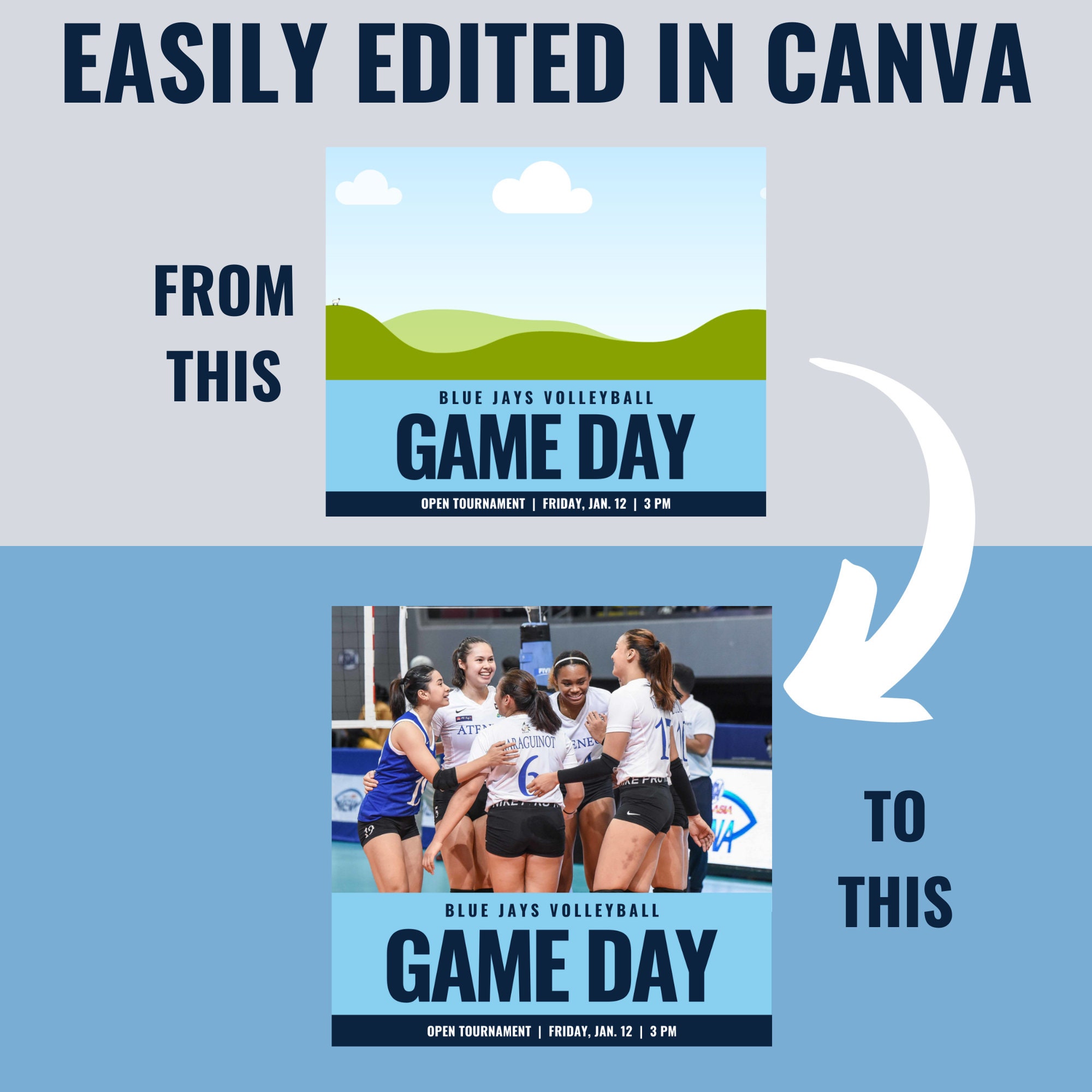 Volleyball Social Media Templates: 75 Editable Canva Graphics (digital ...