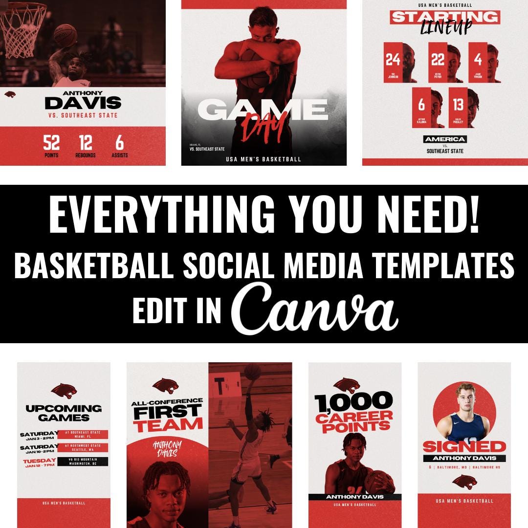 Basketball Social Media Canva Templates - 38 Professional Editable ...