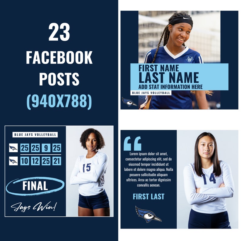 Volleyball Social Media Templates: 75 Editable Canva Graphics (digital ...