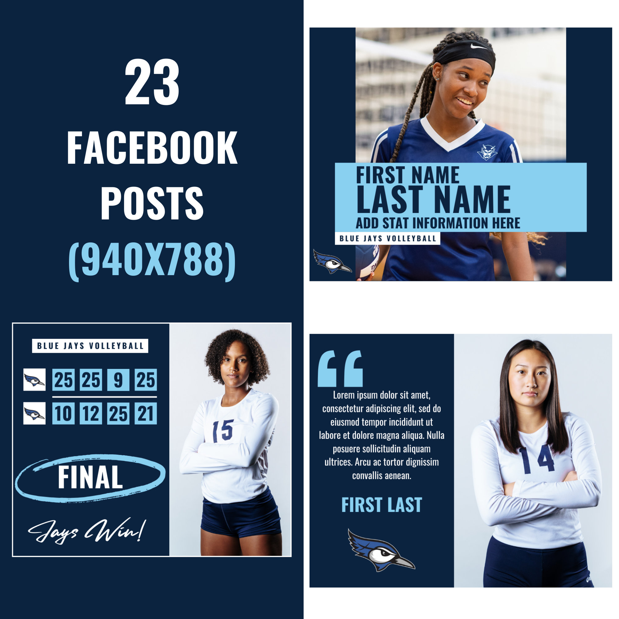 Volleyball Social Media Templates: 75 Editable Canva Graphics (digital ...