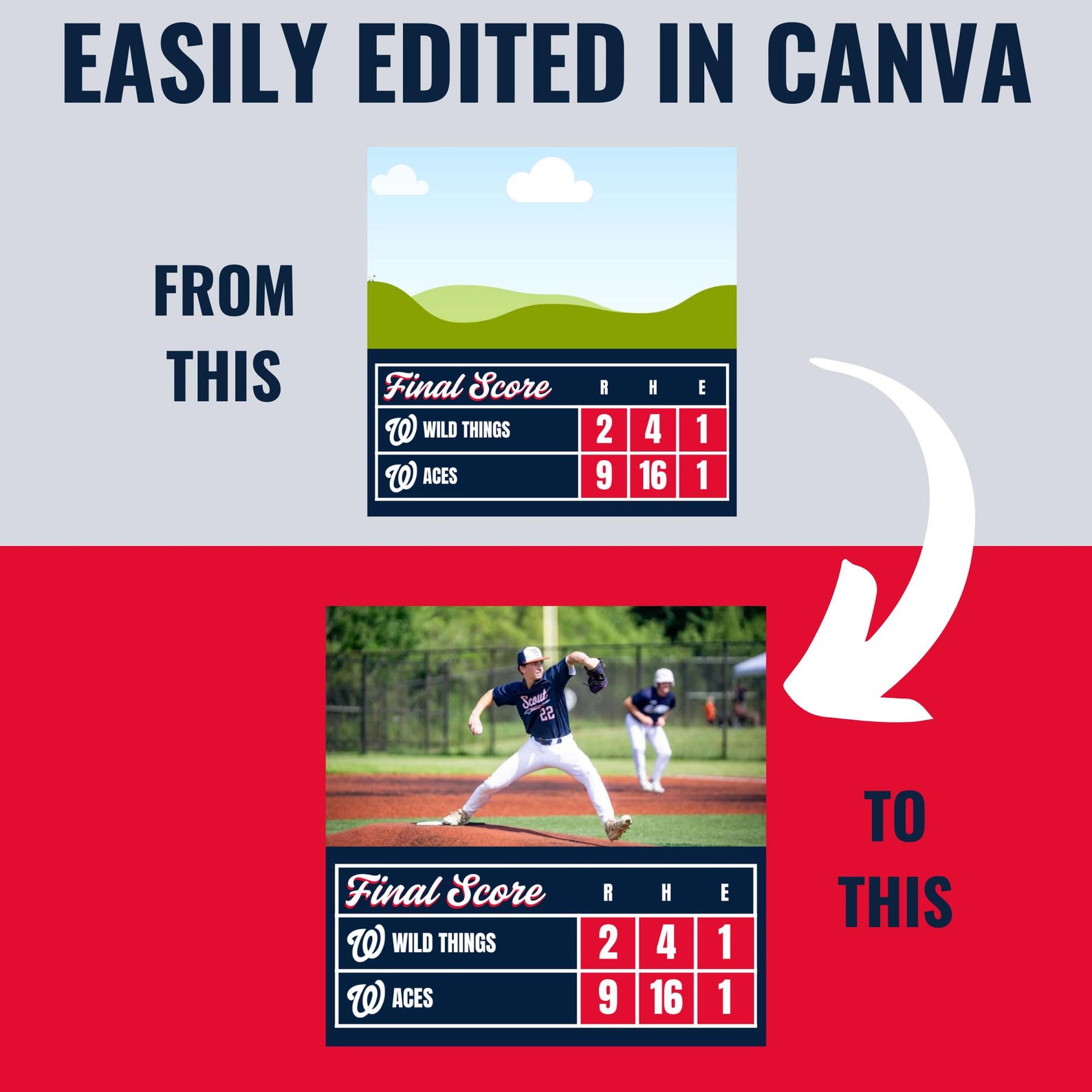 Baseball Social Media Template in Canva | 81 Editable Graphics for ...