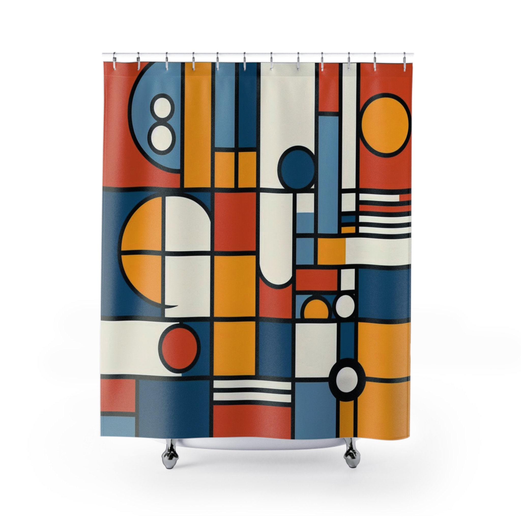 Mid Century Modern Shower Curtains, Geometric Shapes Shower Curtains, Abstract Shower Curtains ...