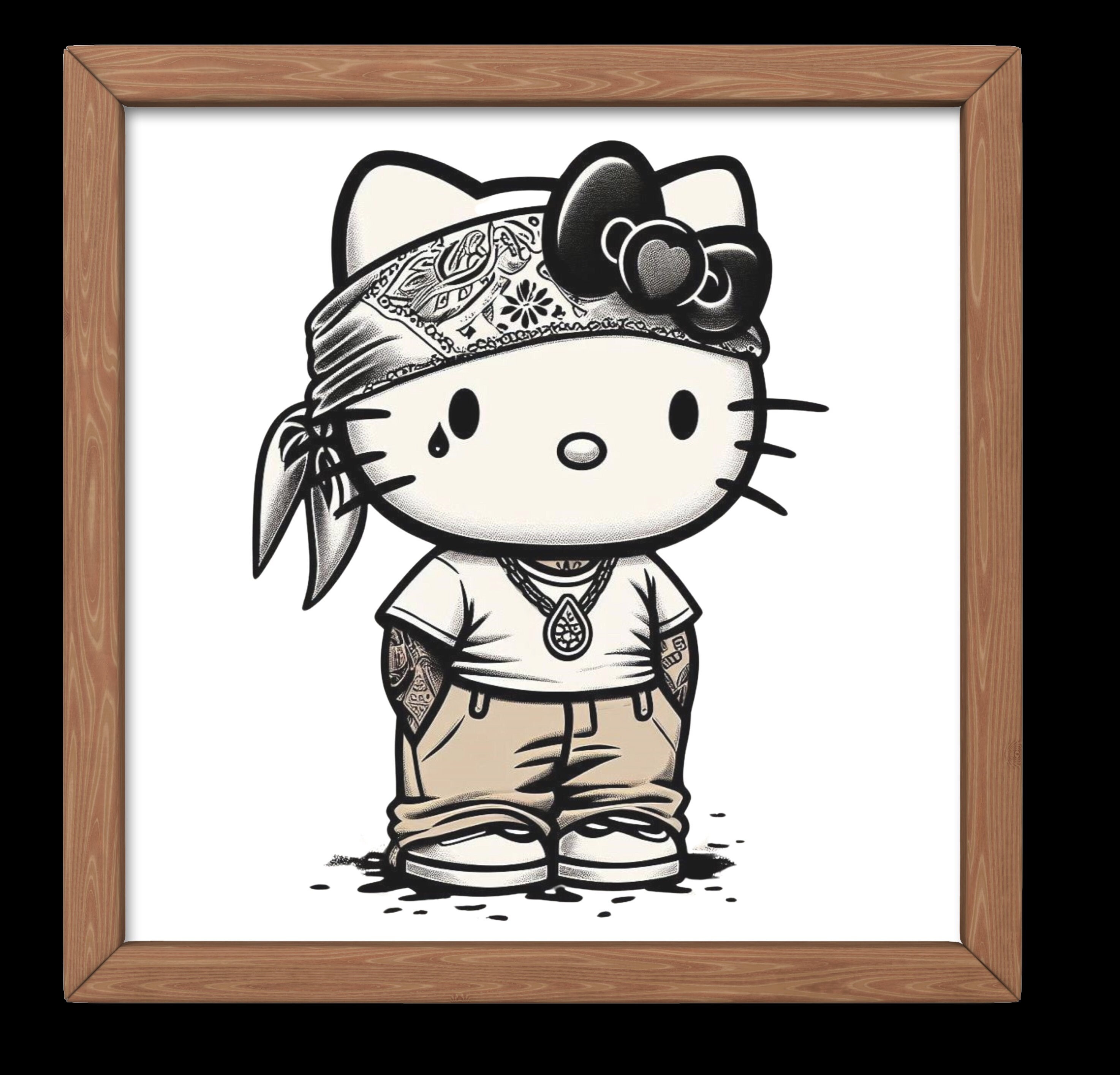 Gangsta Kitty Print, Chola Kitty Poster, Cat Gangster Print, Chicano ...