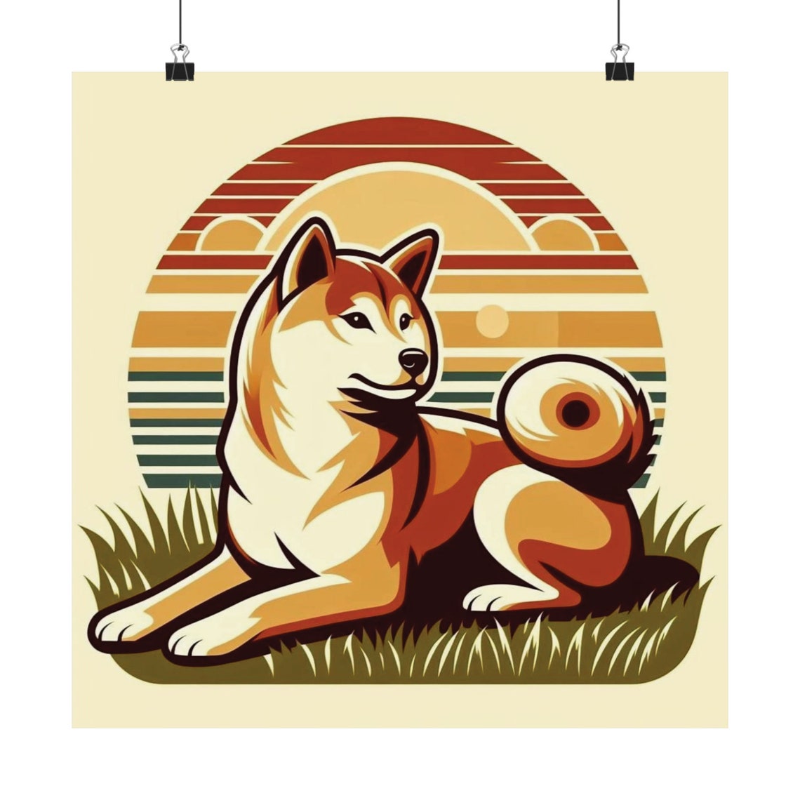 Shiba Inu Mid Century Modern Art Print, Shiba Inu Art, Shiba Inu Poster ...