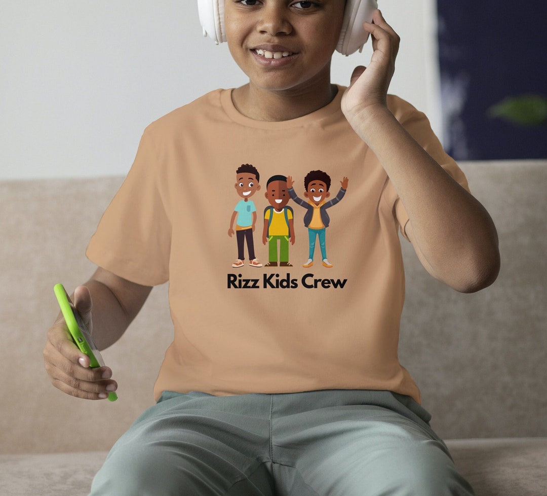 Black Boy Rizz Kids Crew Shirt, Rizz Shirt, Cute Shirt for Kids, Shirt ...