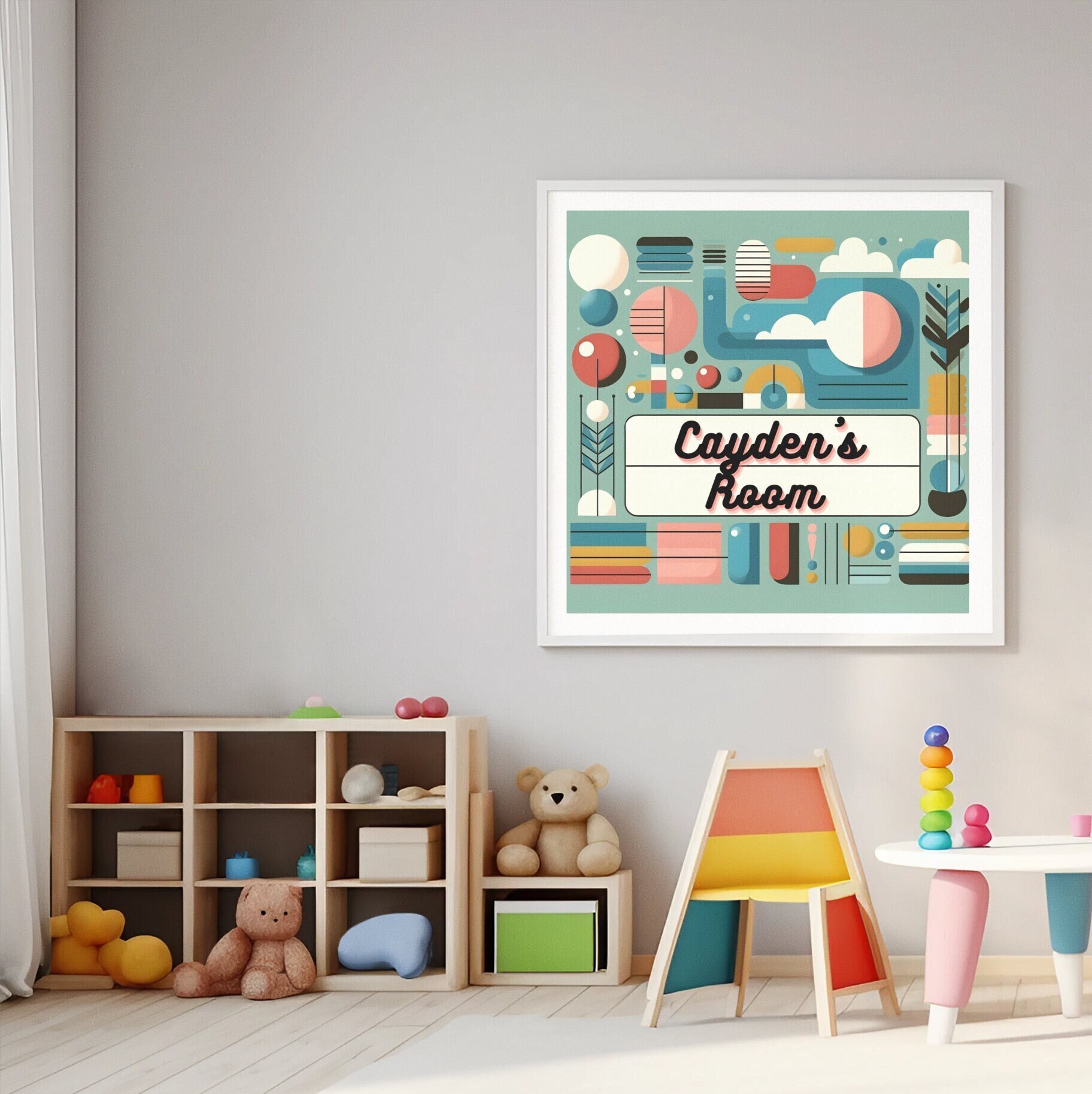 Personalized Name Kid's Room Wall Art, Custom Kids Art Poster, Kids ...