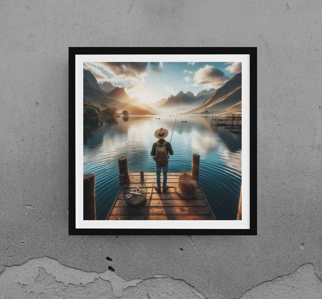 Peaceful Fishing Poster, Fishing Print, Fishing Art Print, Fishing Art ...