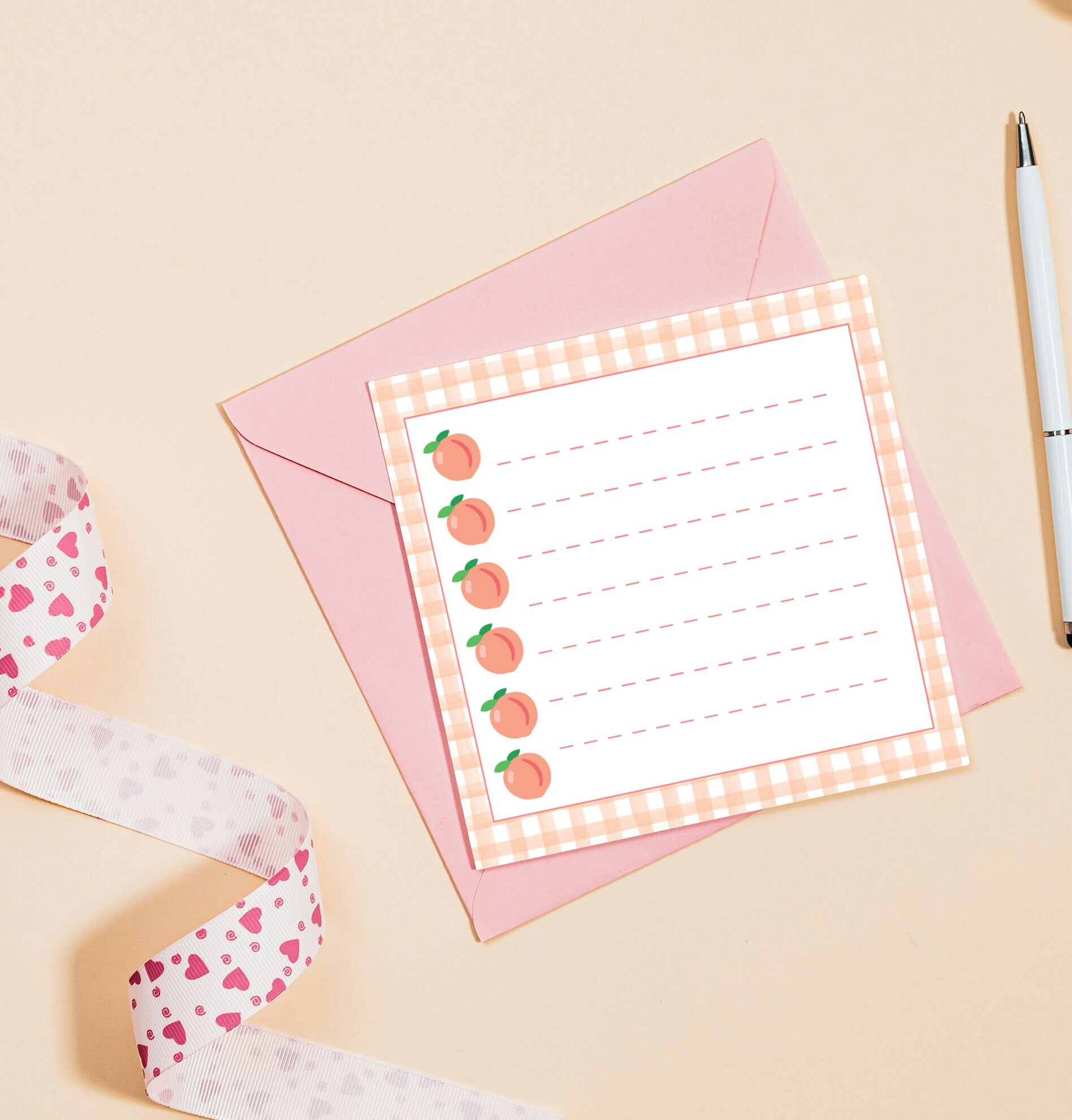 4 Designs Peach Theme Printable Notepad 3x3 Inch Digital Download Memo ...