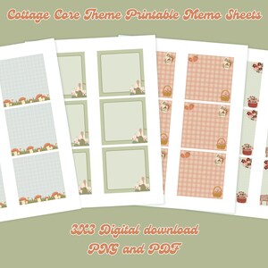4 Designs Cottage Core Theme Printable Notepad 3x3 Inch Digital ...