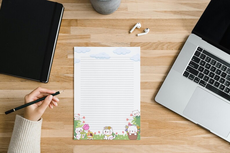 Printable Writing Paper Set Stationery PDF Digital Letter Paper Lined ...