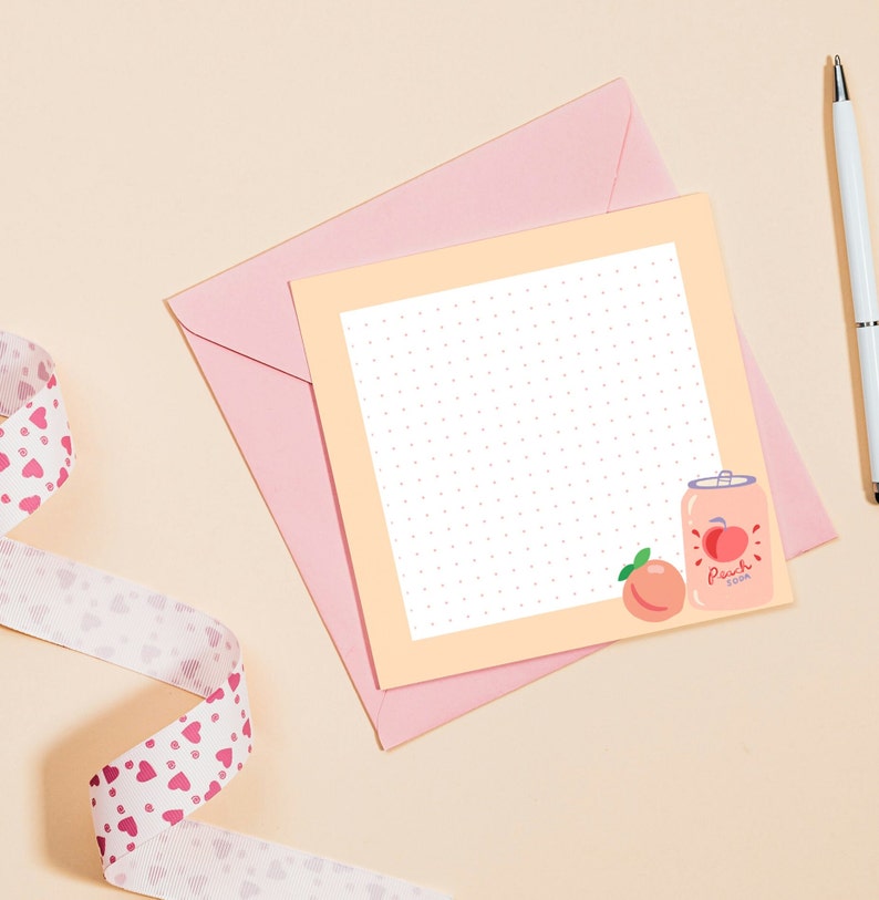 4 Designs Peach Theme Printable Notepad 3x3 Inch Digital Download Memo ...