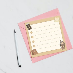 4 Designs Coffee Theme Printable Notepad 3x3 Inch Digital Download Memo ...