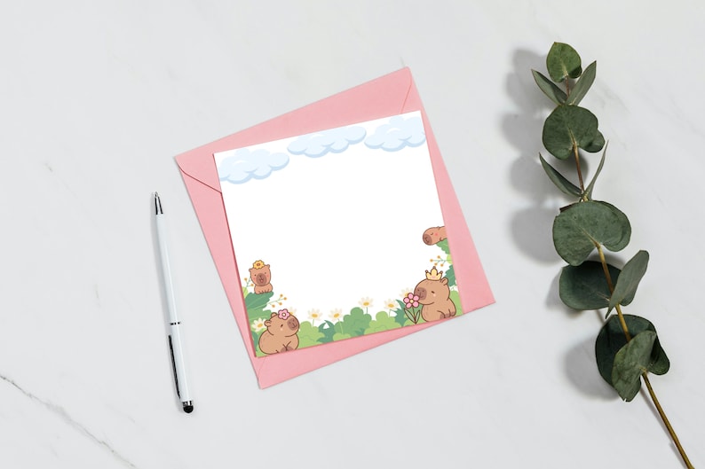 4 Designs Capybara Theme Printable Notepad 3x3 Inch Digital Download ...