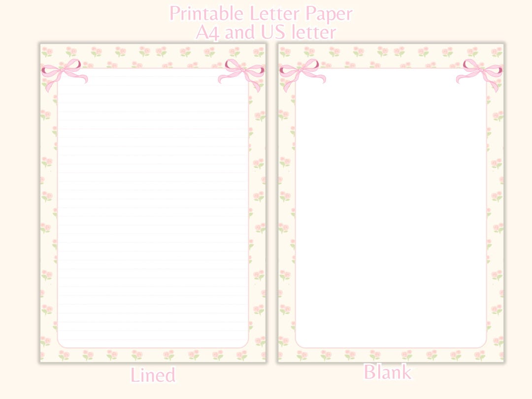 Coquette Printable Writing Paper Set Stationery PDF Digital Letter ...