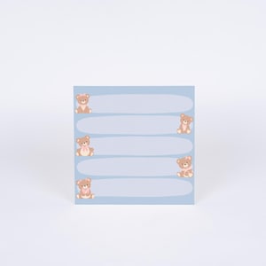4 Designs Bear Theme Printable Notepad 3x3 Inch Digital Download Memo ...