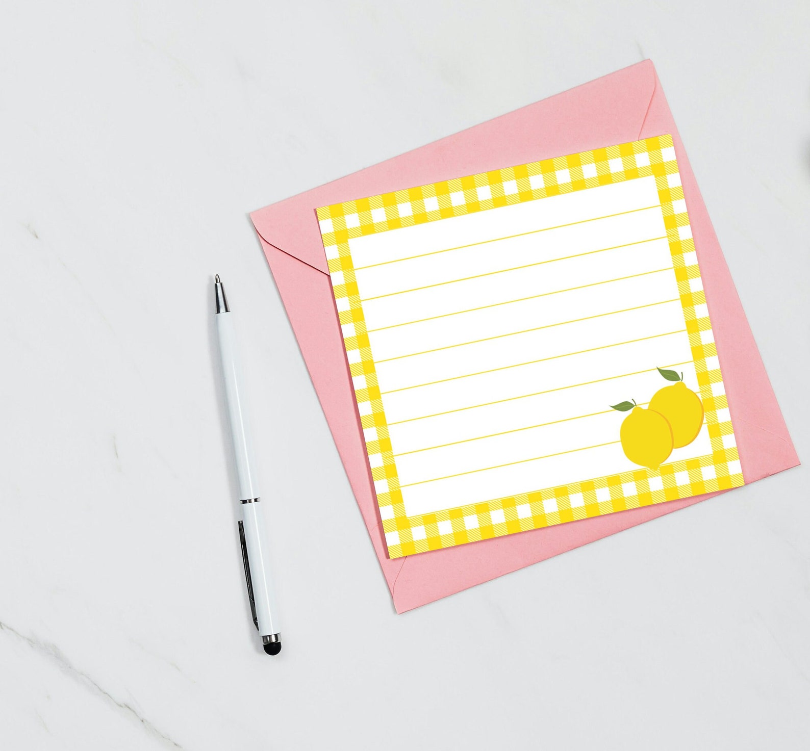 4 Designs Lemon Theme Printable Notepad 3x3 Inch Digital Download Memo ...