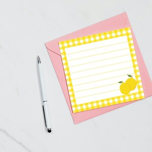 4 Designs Lemon Theme Printable Notepad 3x3 Inch Digital Download Memo ...