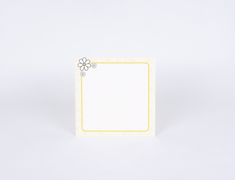 4 Designs Daisy Theme Printable Notepad 3x3 Inch Digital Download Memo ...