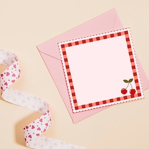 4 Designs Cherry Theme Printable Notepad 3x3 Inch Digital Download Memo ...