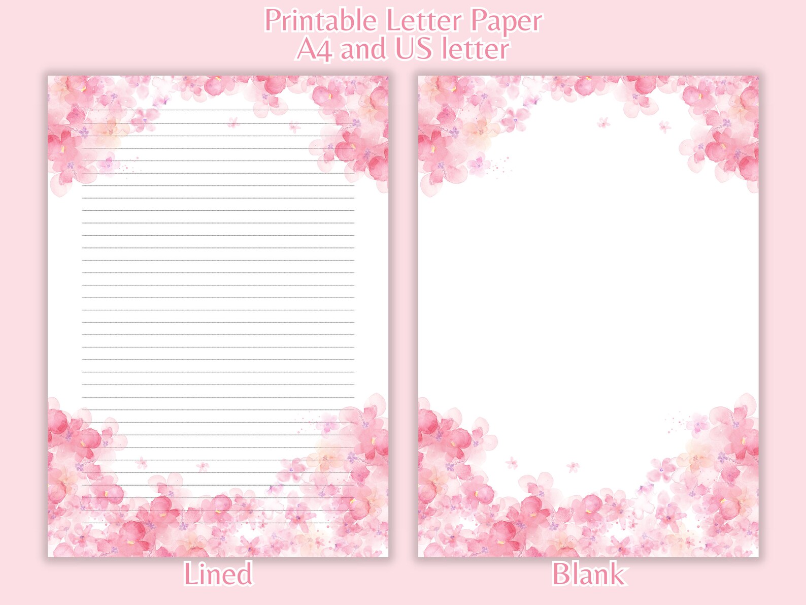 Printable Stationery Paper for Letter Writing Digital Download Set ...