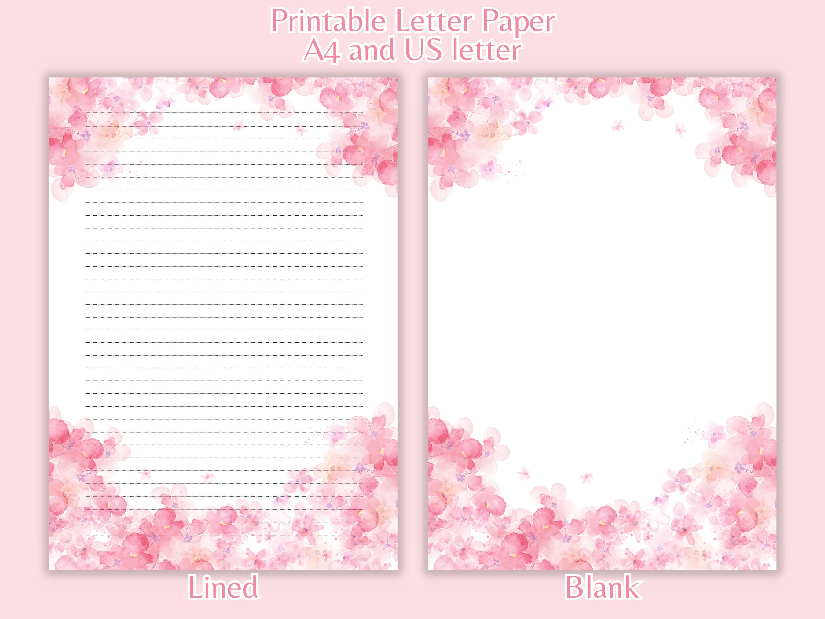 Printable Stationery Paper for Letter Writing Digital Download Set ...