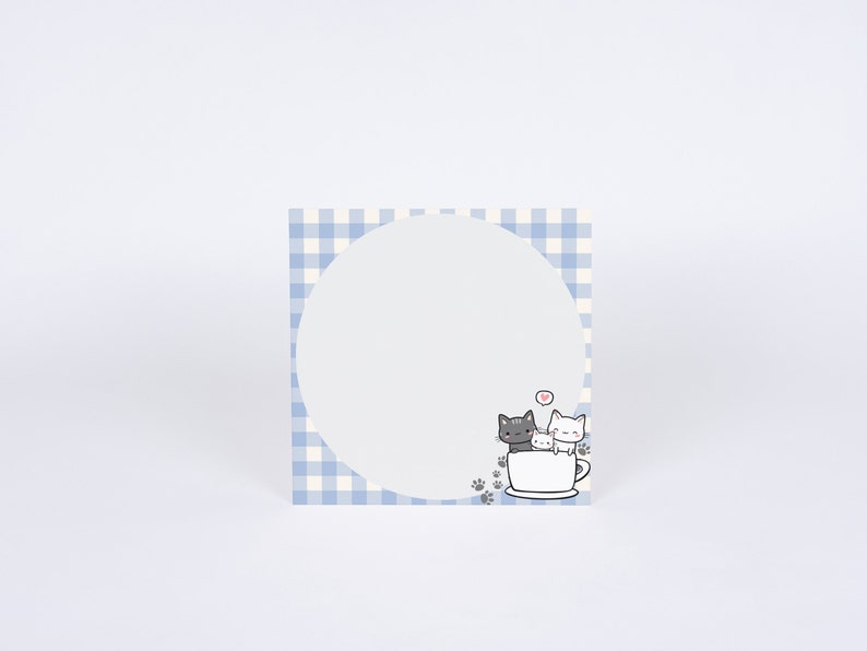 4 Designs Cat Theme Printable Notepad 3x3 Inch Digital Download Memo ...