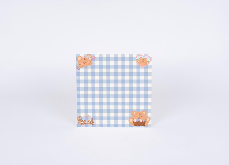 4 Designs Bear Theme Printable Notepad 3x3 Inch Digital Download Memo ...